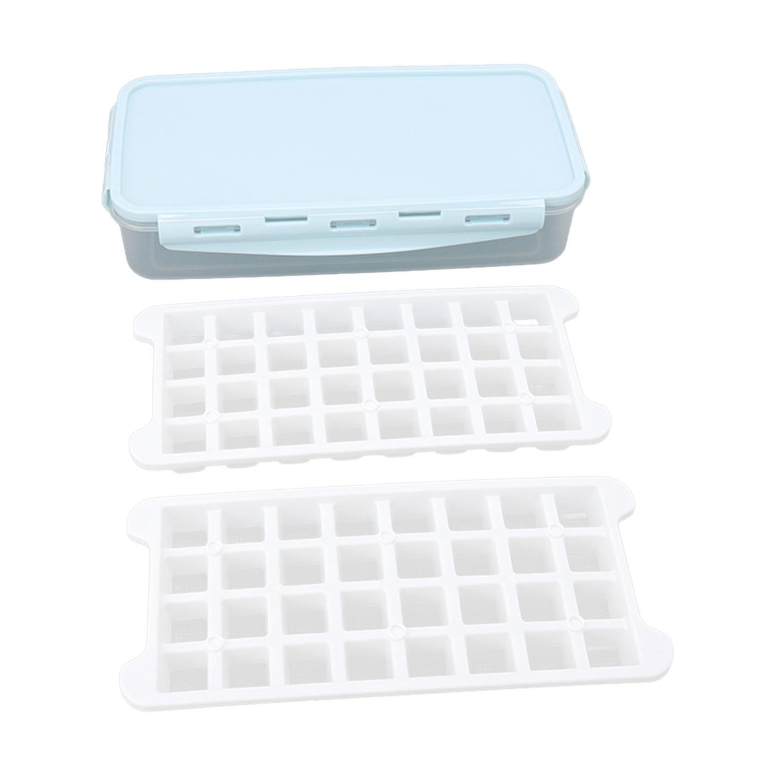 1.7L Double Layer 64 Grid Ice Mould Box DIY Ice Cube Mold Tray Soft ...