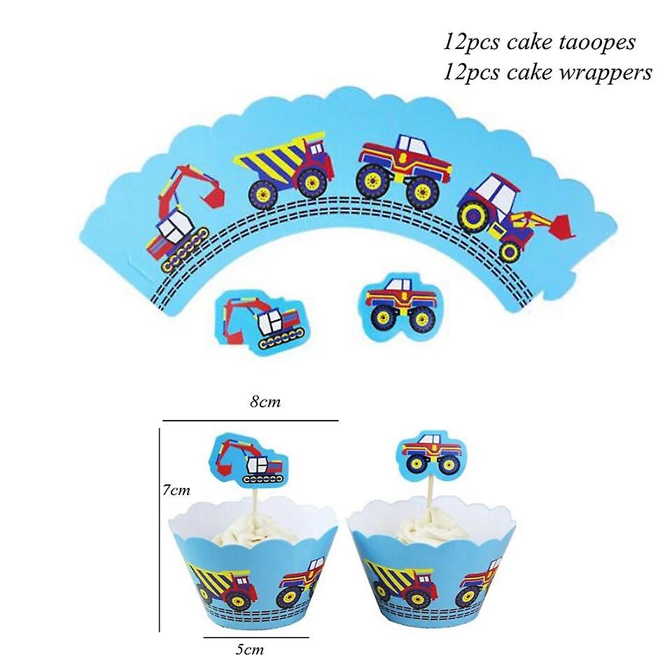 1Set Excavator Vehicle Cupcake Topper Construction Tractor Cake Topper ...