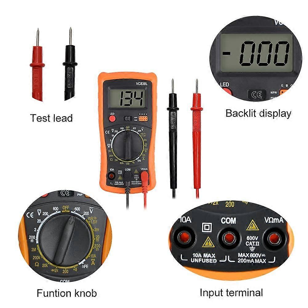VC830L Digital Multimeter Handheld Digital Multimeter Ammeter Voltmeter ...