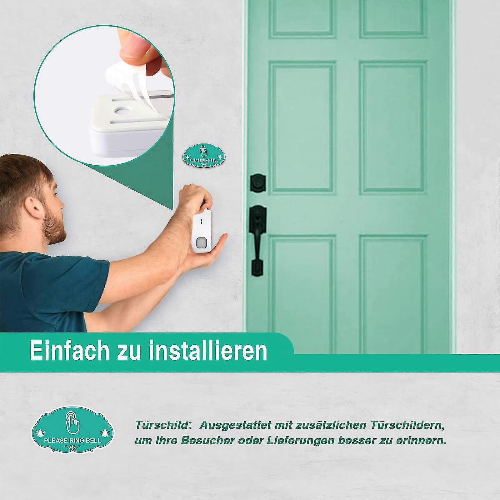 Wireless Door Bell 400m Waterproof Electronic Chime Kit With Battery ...