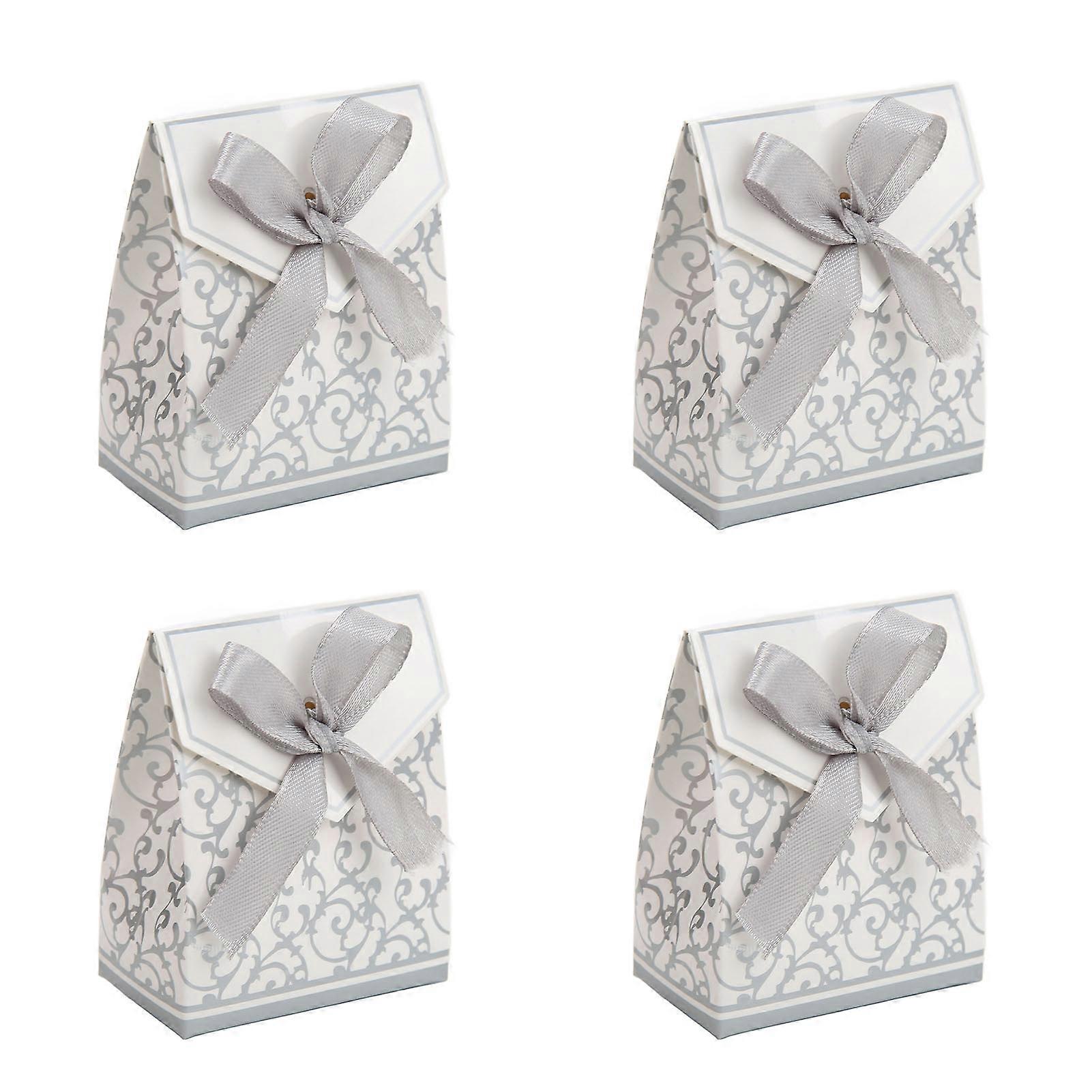 40 Sets Silver Gift Boxes Bow Decoration DIY Gift Boxes Fashionable ...