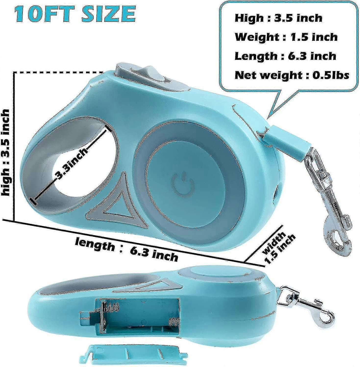 Dog Leash Retractable Dogs Leashes With Led Bright Flashlight Walking ...