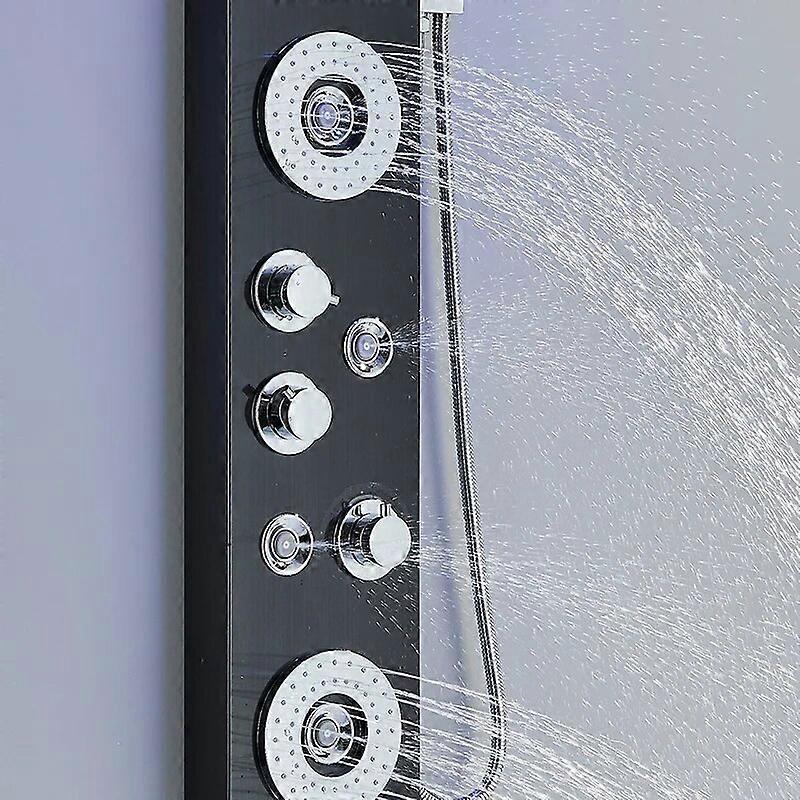 Black LED Rain/Waterfall Head Shower Panel Digital Screen Massage Jets ...