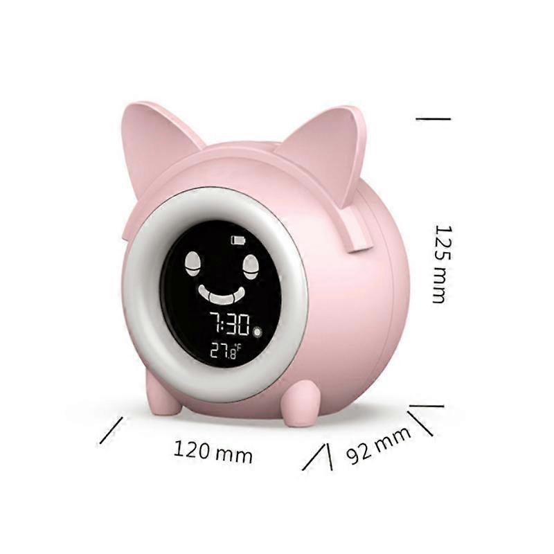 Cartoon cat alarm clock night light children sleep wake clock digital ...