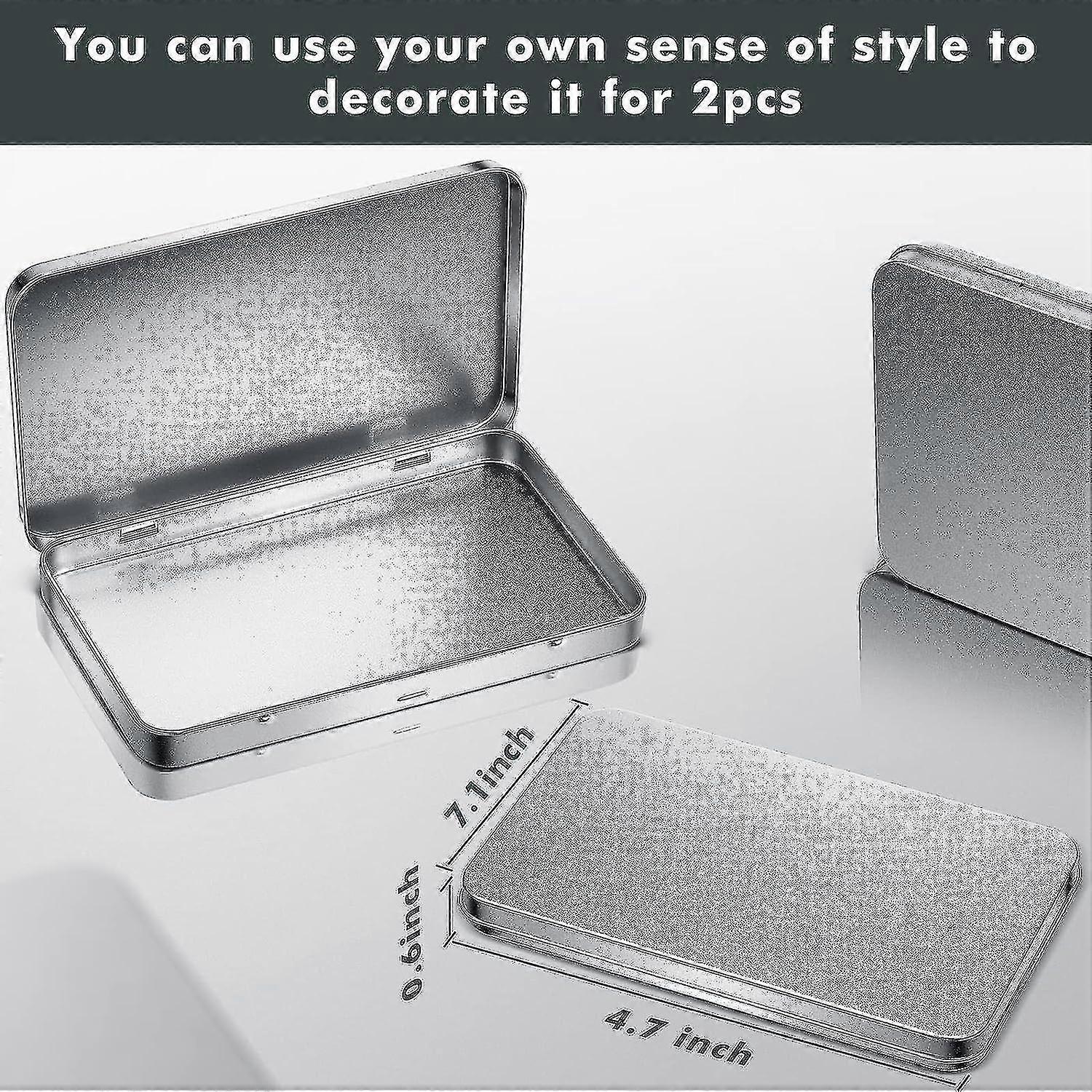 Metal Rectangle Tin Metal Hinge Lid Tin Metal Empty Box Container ...