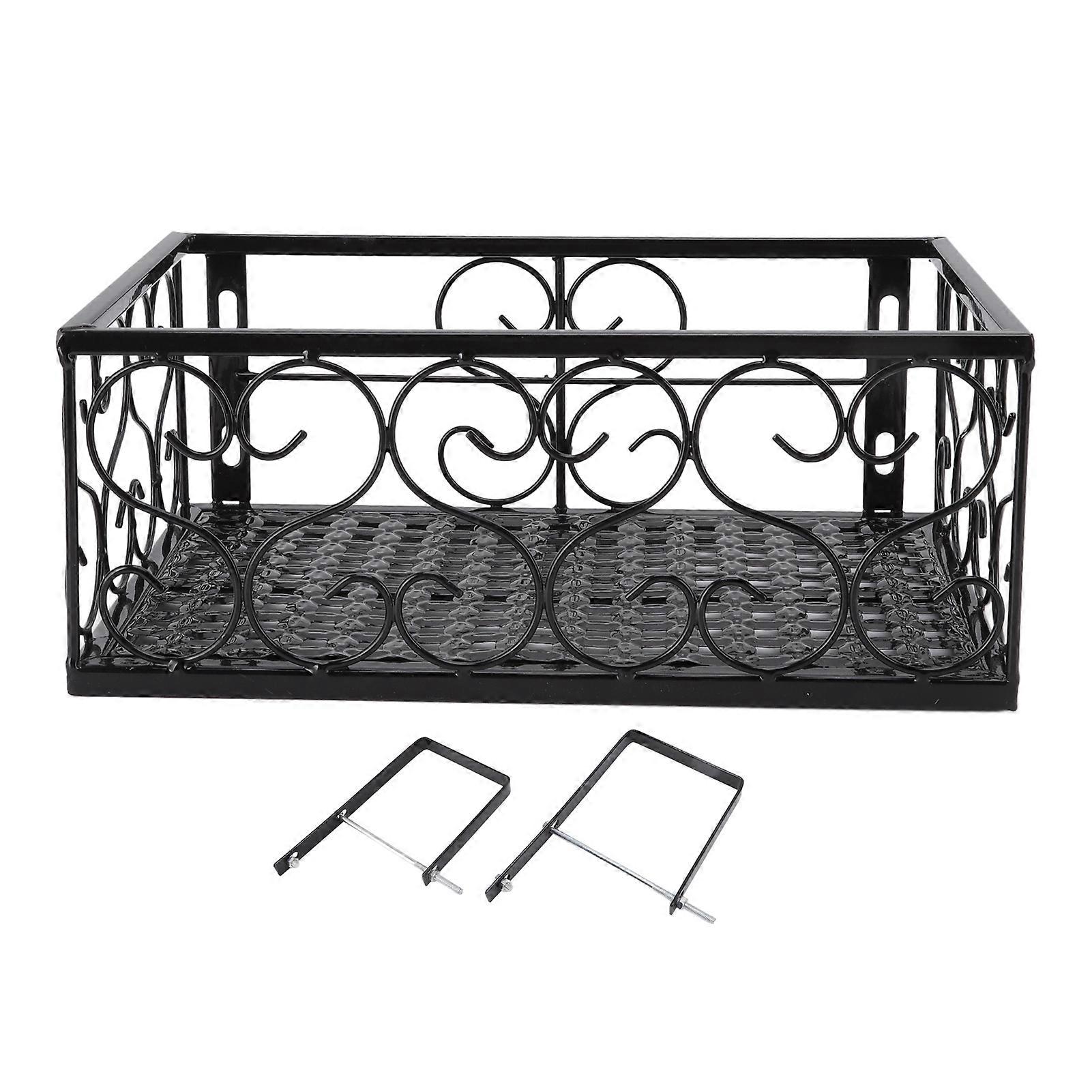 Iron Balcony Flower Pot Stand with Retainers for Windowsill Decorative ...