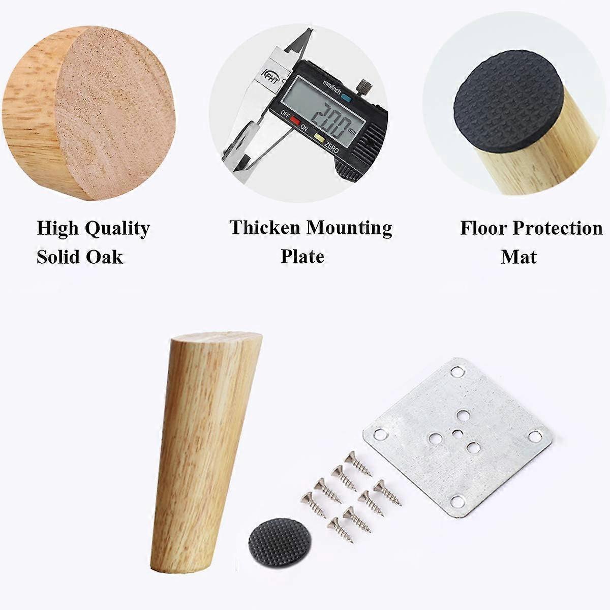 Drenky Set of 4 Wooden Furniture Legs 8cm Slanted Coffee Table Leg ...