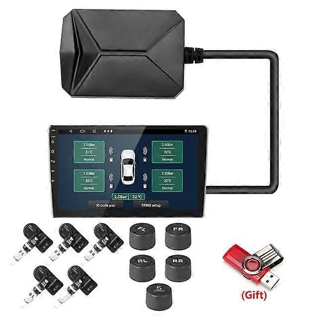 Motor Vehicle Sensors JMCQ USB Android TPMS Car Tire Pressure Alarm Monitor System For vehicle ...