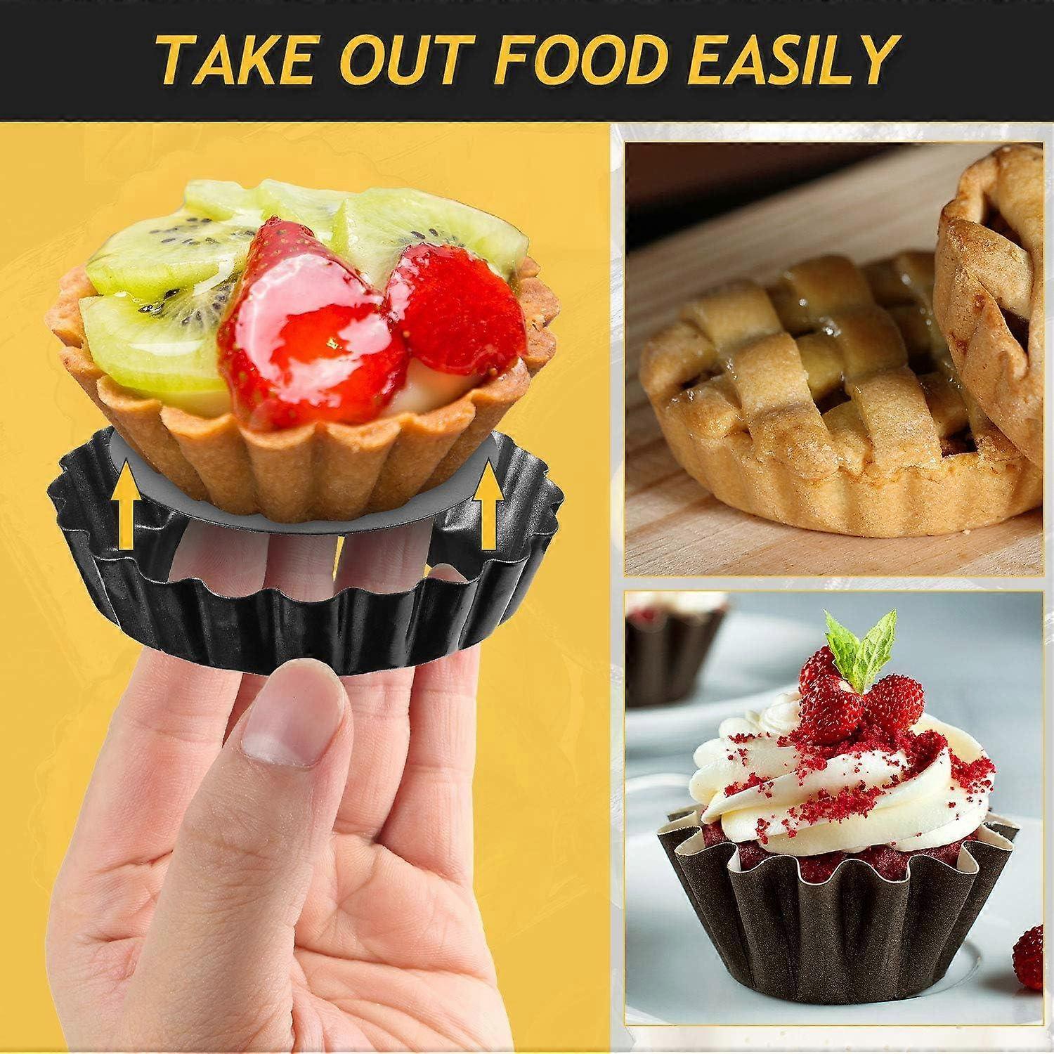 10 Pieces 4 Inch Mini Tart Pan with Removable Bottom, Nonstick Quiche ...