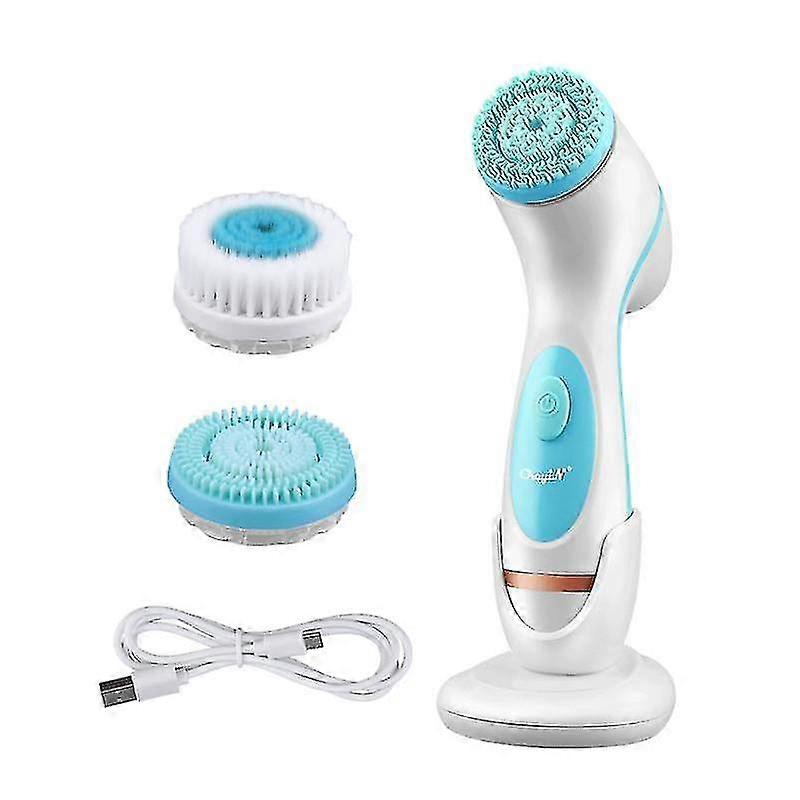 Facial Massager 3 In 1 Electric Cleansing Brush Silicone Rotating ...