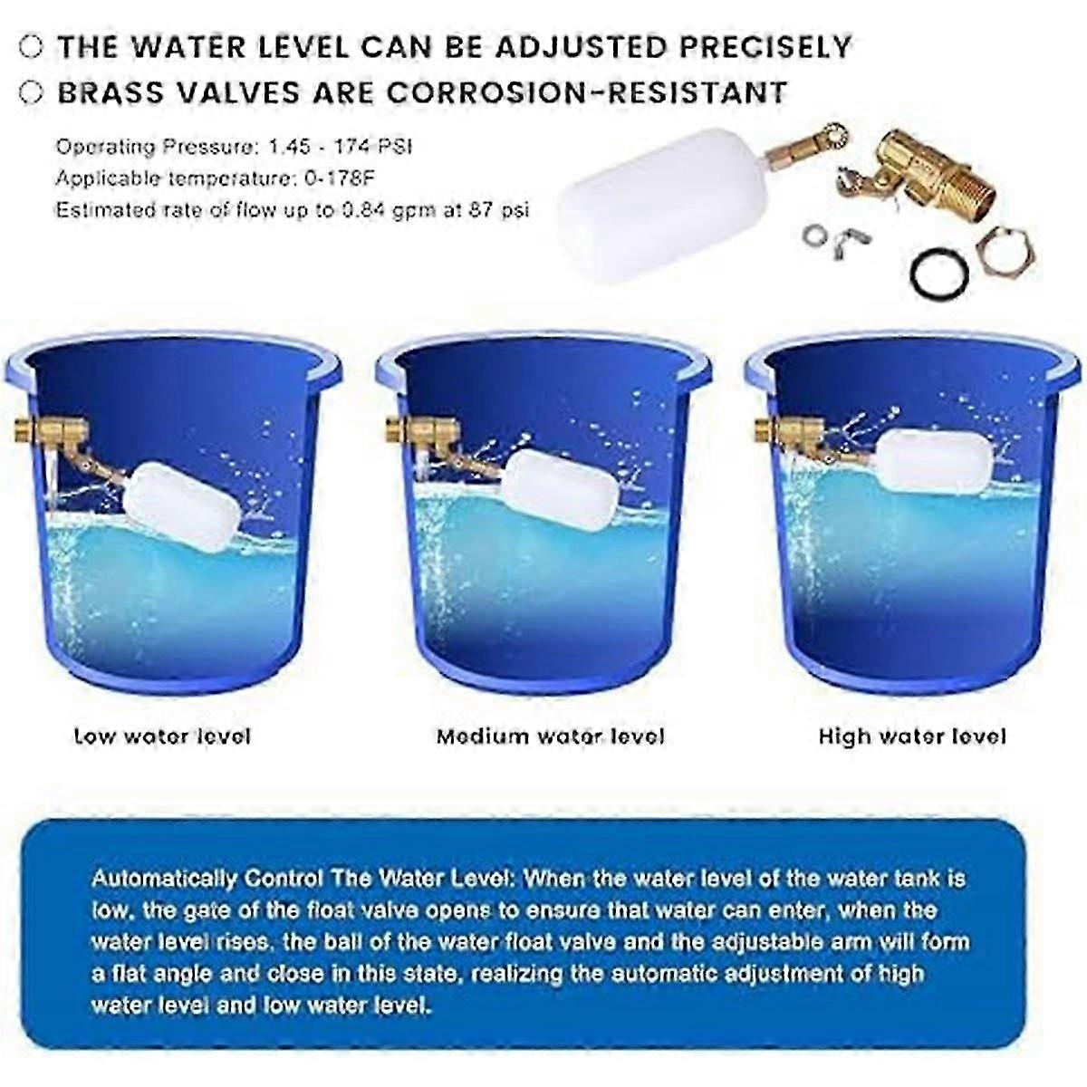 1/2 Inch Float Valve, Water Float Valve for Pond Float Valve Shutoff ...