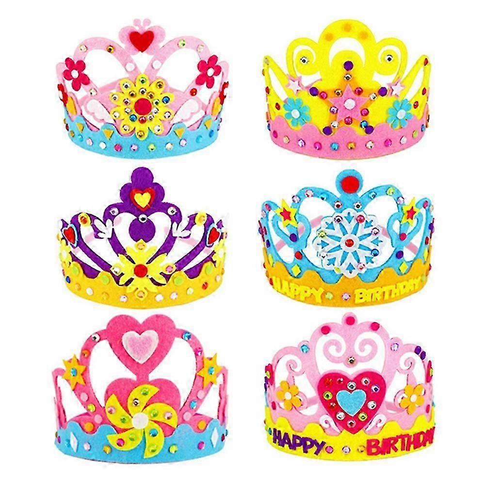 6 PCS Happy Birthday Crown Paper Crown Craft Make Your Own Tiara Foam ...