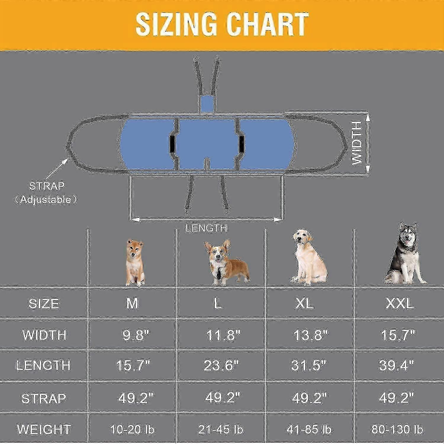 Dog Rescue Sling for Emergency Pet Carry & Leg Support - Black Harness ...