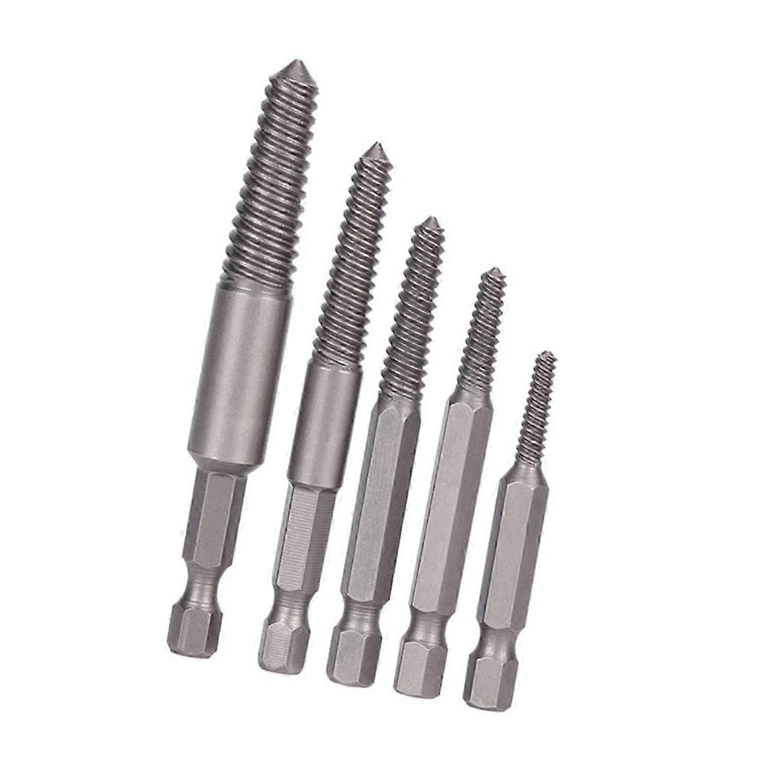 5pcs Broken Screw Extractor Hex Shank Fine Teeth Damaged Bolts Removal ...