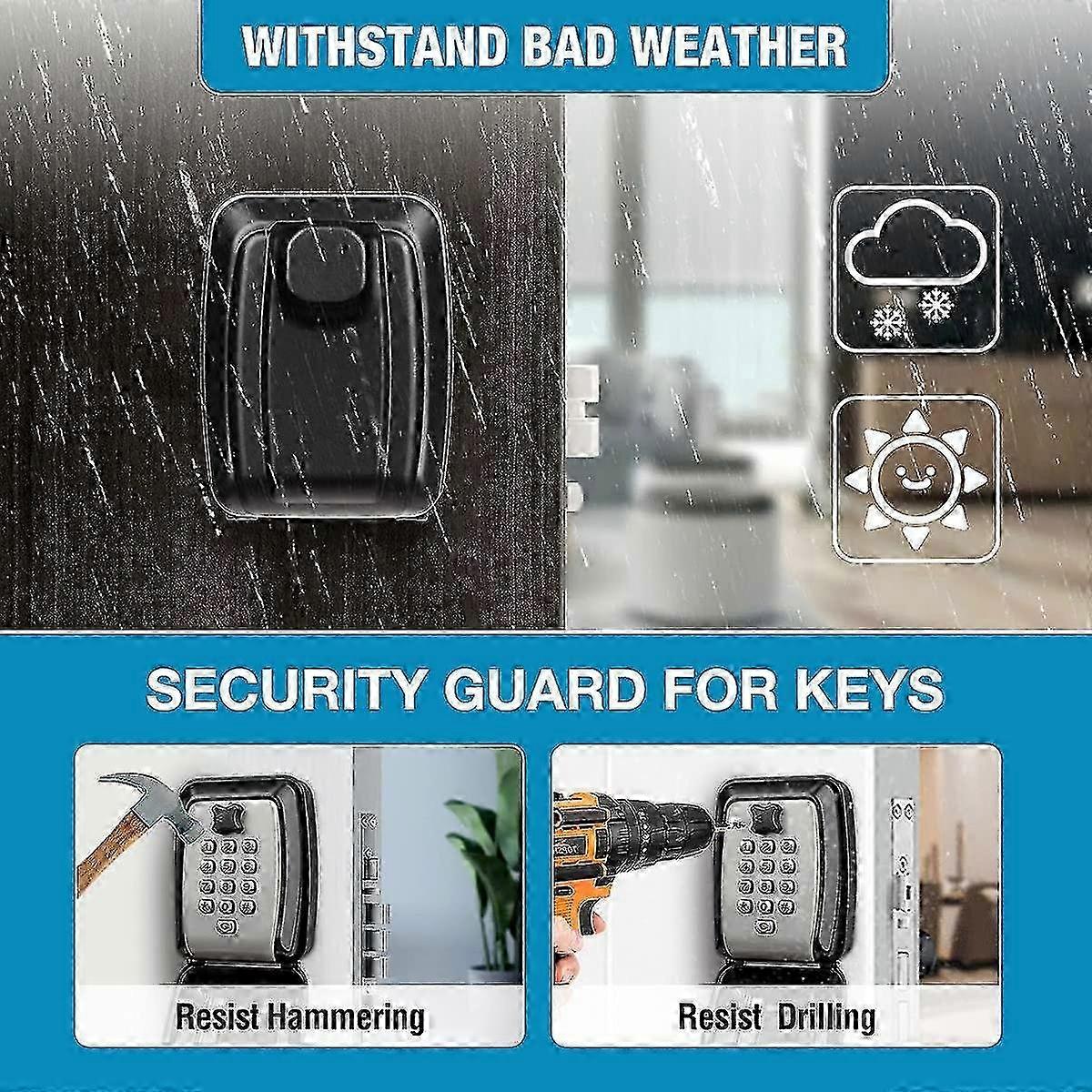 Wall Mounted Waterproof Key Safe Outdoor Key Box Key Safe Box Wall ...