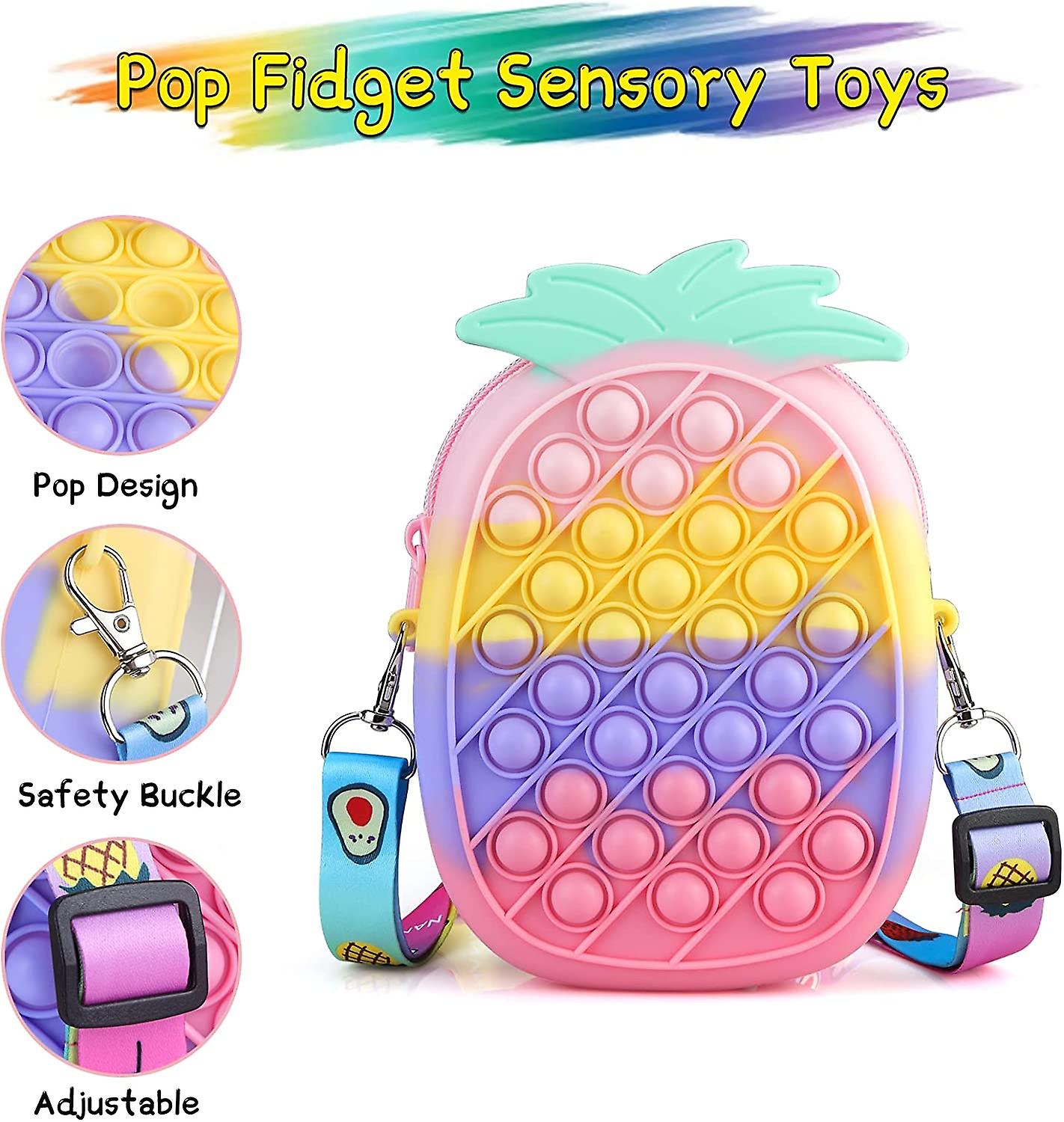 Pop Shoulder Bag Purse Fidget Sensory Toys, Colorful Pineapple ...