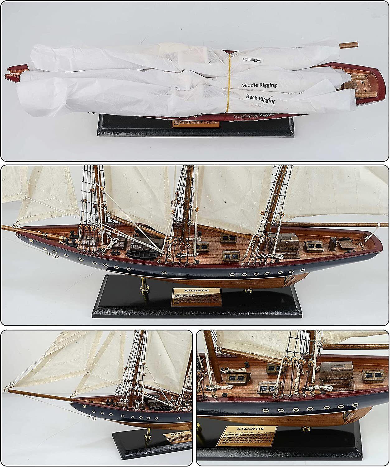 30" Wooden Sailboat Model Ship Sailboat Decor Schooner Atlantic | Fruugo UK