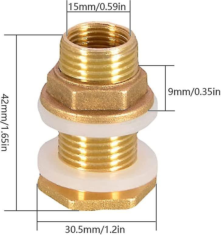 1/2 Brass Water Tank Water Hose Fitting 2 Pieces Brass Tank Socket 4 ...