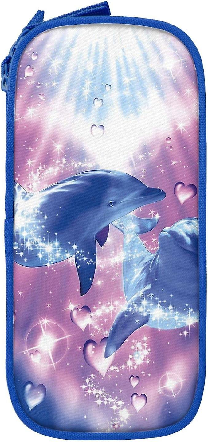 Dolphins in Love Pencil Case Pouch Pen Case Simple Stationery Bag ...