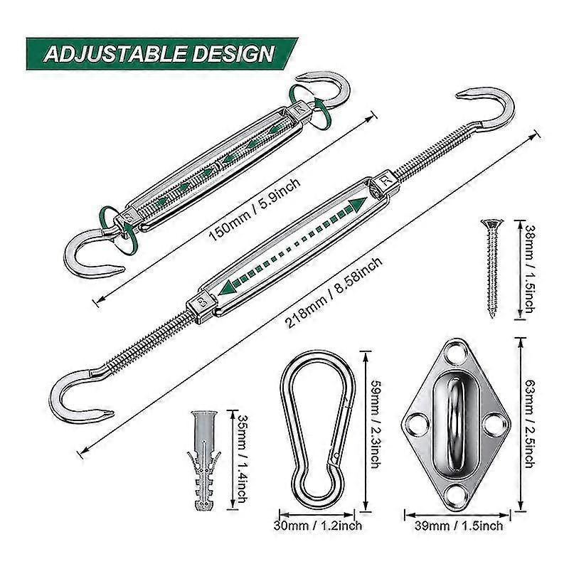 Sun Shade Sail Hardware Kit 304 Grade Stainless Anti-Rust Shade Sail ...