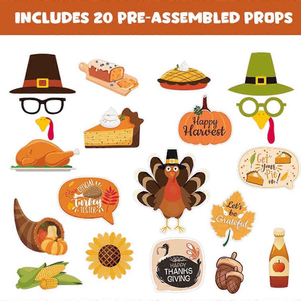 20 Pieces Thanksgiving Photo Booth Props Happy Thanksgiving Day Photo ...