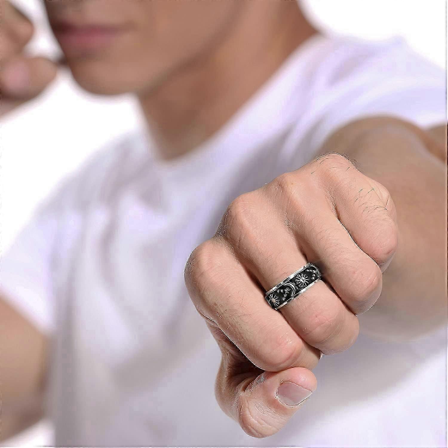 Sun Moon and Star Spinner Fidget Ring for Anxiety for Men Women ...