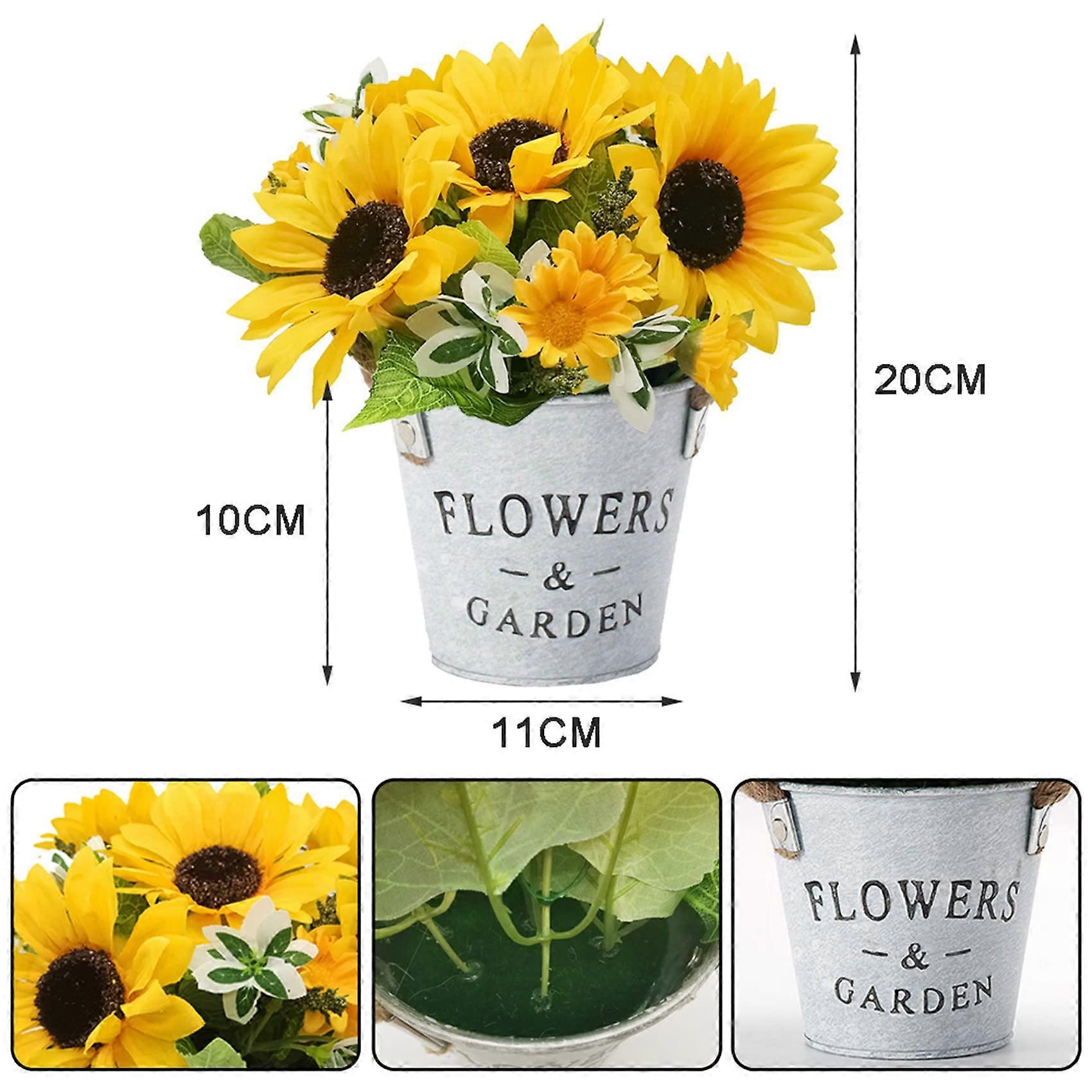 Konstgjorda blommor, solros konstgjorda växter i kruka, dekorativa blommor konstgjord växt ...