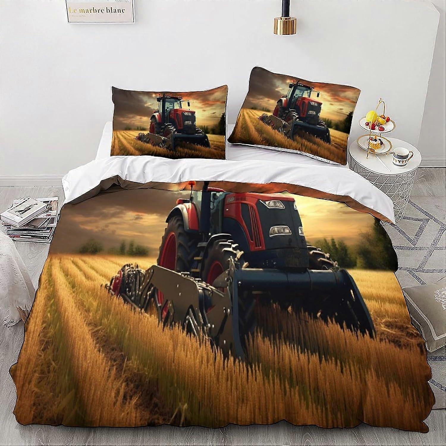 Tractor Duvet Cover Set Kids Bed Cover Adults Bedroom Quilt Cover 3 Pcs ...