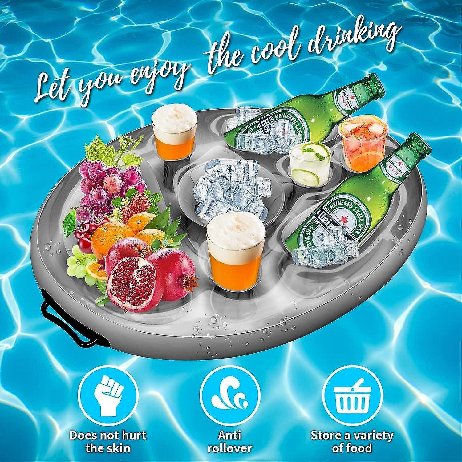 Inflatable Floating Drink Holder with 8 Holes, Floating Table for Pool ...