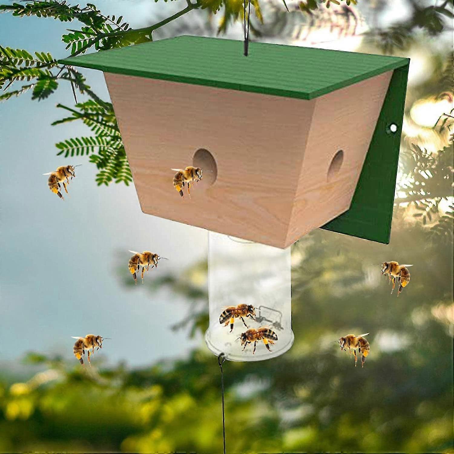 Wooden Bee Trap Wasp Trap Hanging Hornet Trap Pest Control Natural Eco ...