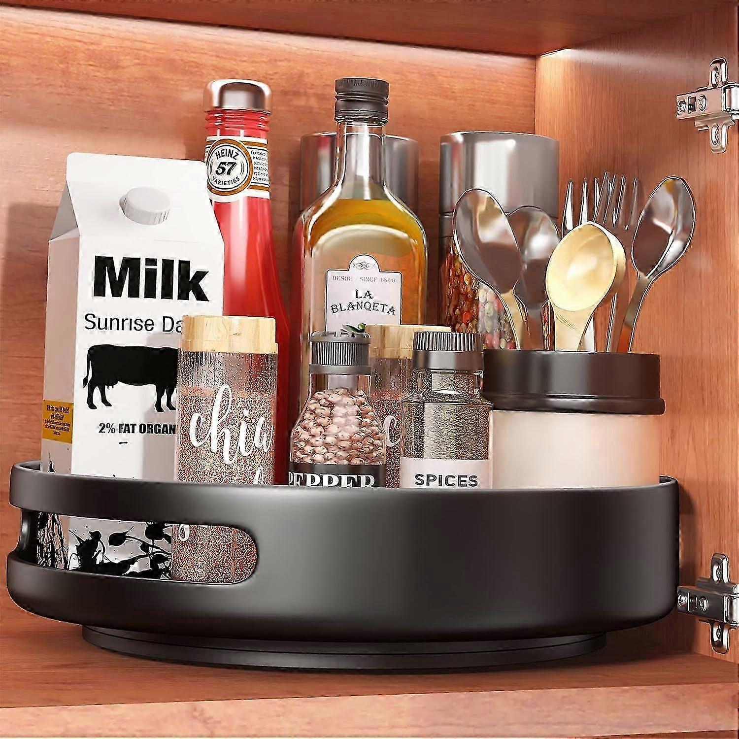 Turntable Cupboard Organiser,Metal Rotatable Spice Rack ,Multi ...