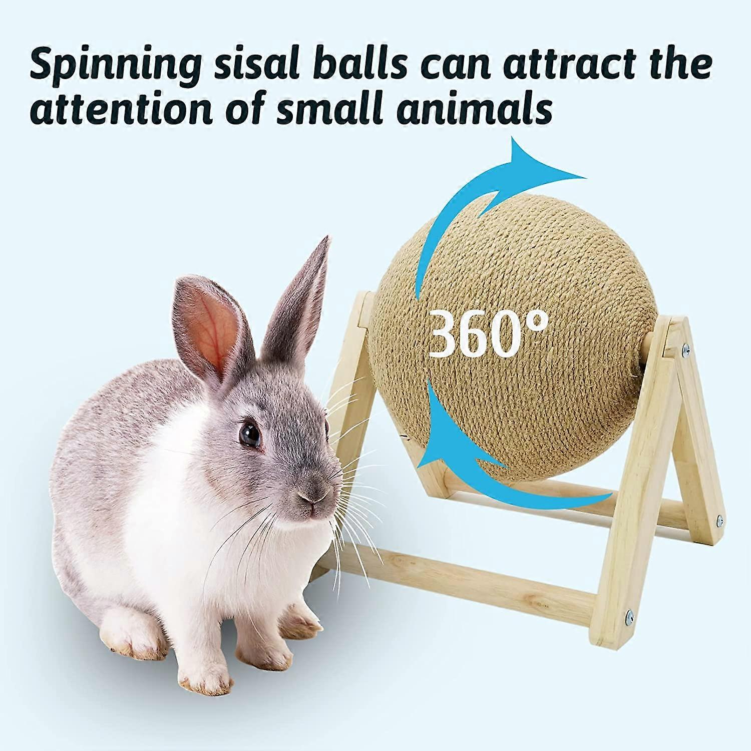 Bunny Scratch Toy, Natural Solid Wood Sisal Scratching Ball for Indoor ...