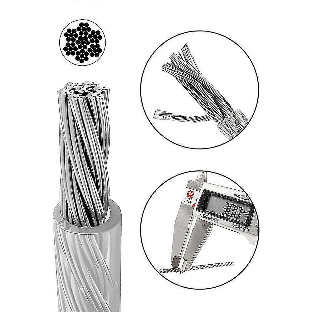 Sgym Cable Kit 20m/3mm Stainless Steel Wire Rope Pvc Coated For Climbing Plants Garden Wire ...