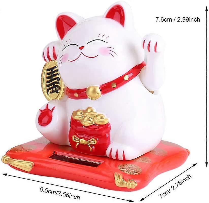 Lucky Wealth Welcoming Cat Solar Powered Cute Cat with Waving Arm Home ...