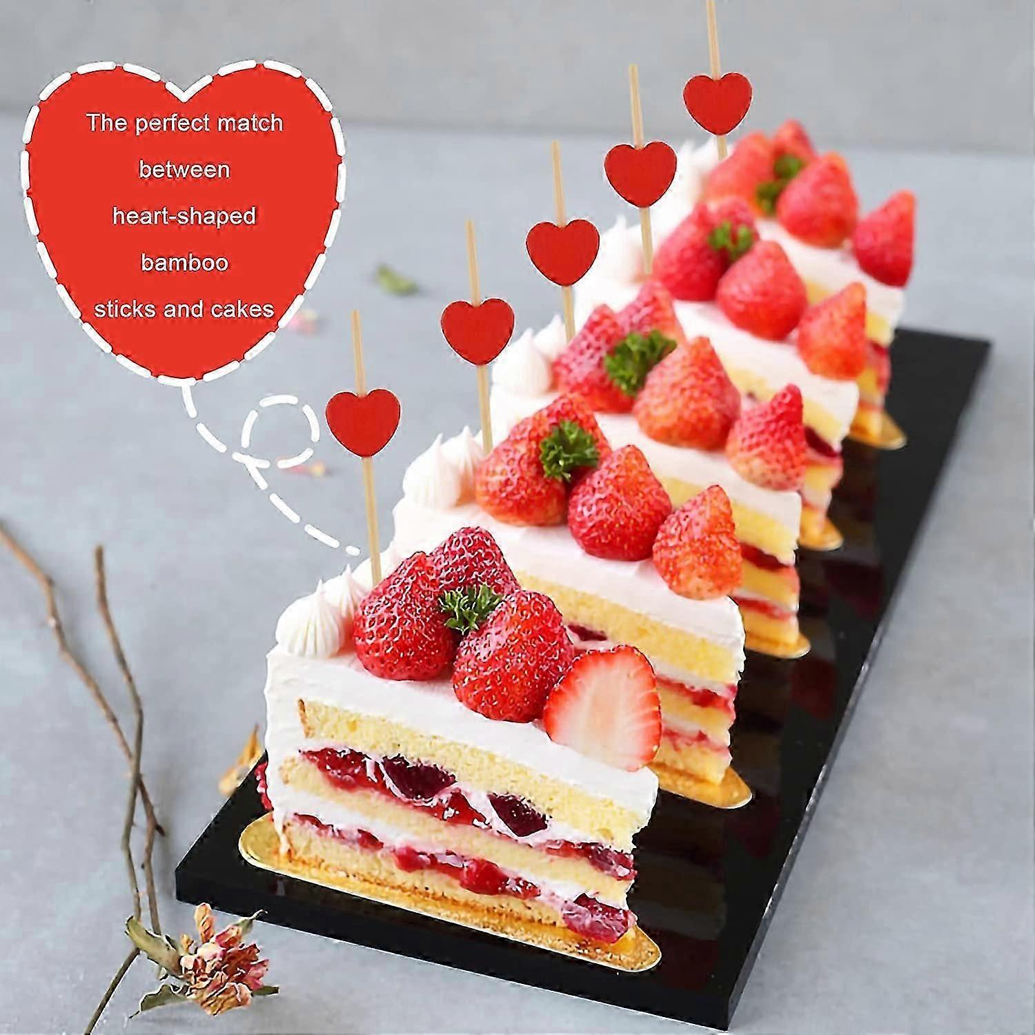 100 Counts Red Heart Cocktail Sticks, Heart Cocktail Picks, Heart ...