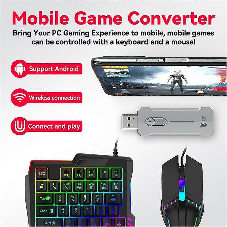 GAMWING X8 Mobile Phone Game Adapter Converter Combo Set with Keyboard ...