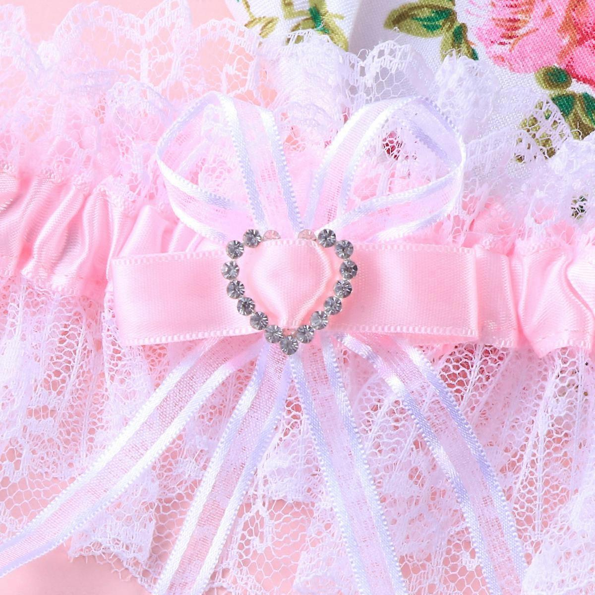 Wedding Lace Garter Pink Bridal Garters for Women Rhinestone Decoration ...