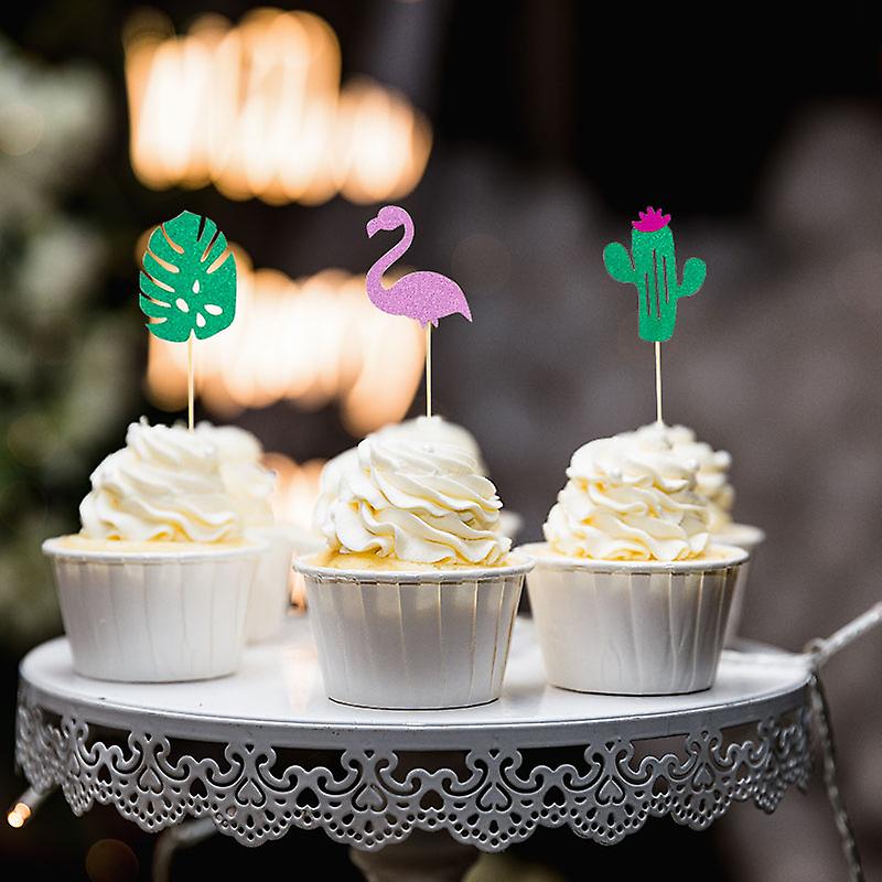 Palm Leaf Cake Toppers Jungle Tropical Party Green Leaf Cupcake Toppers ...