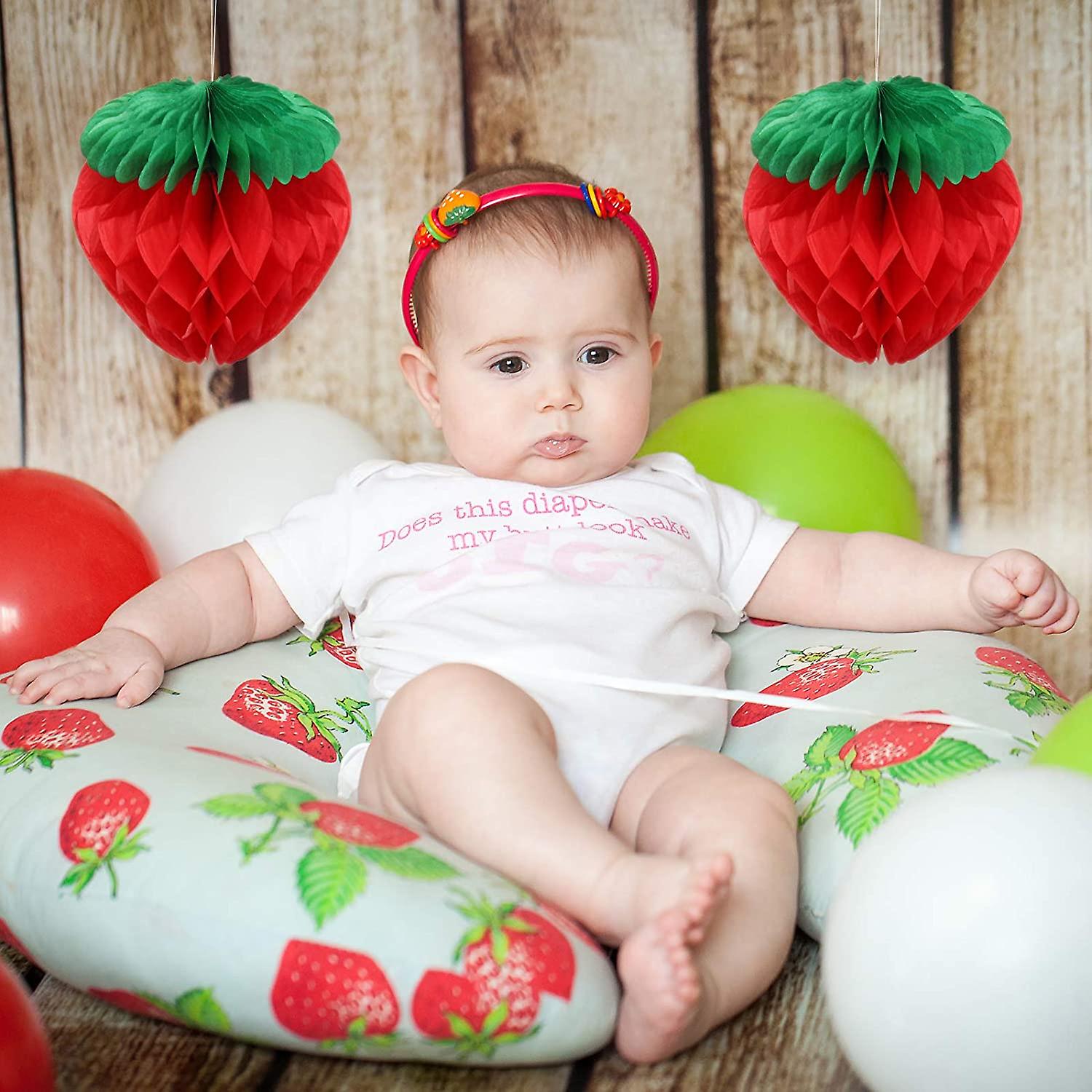 10 Pieces 6 Inch Paper Strawberry Honeycomb Ball Tissue Paper ...