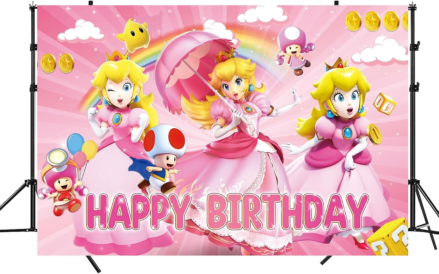 Princess Peach Background, Princess Peach Birthday Party Supplies Mario ...