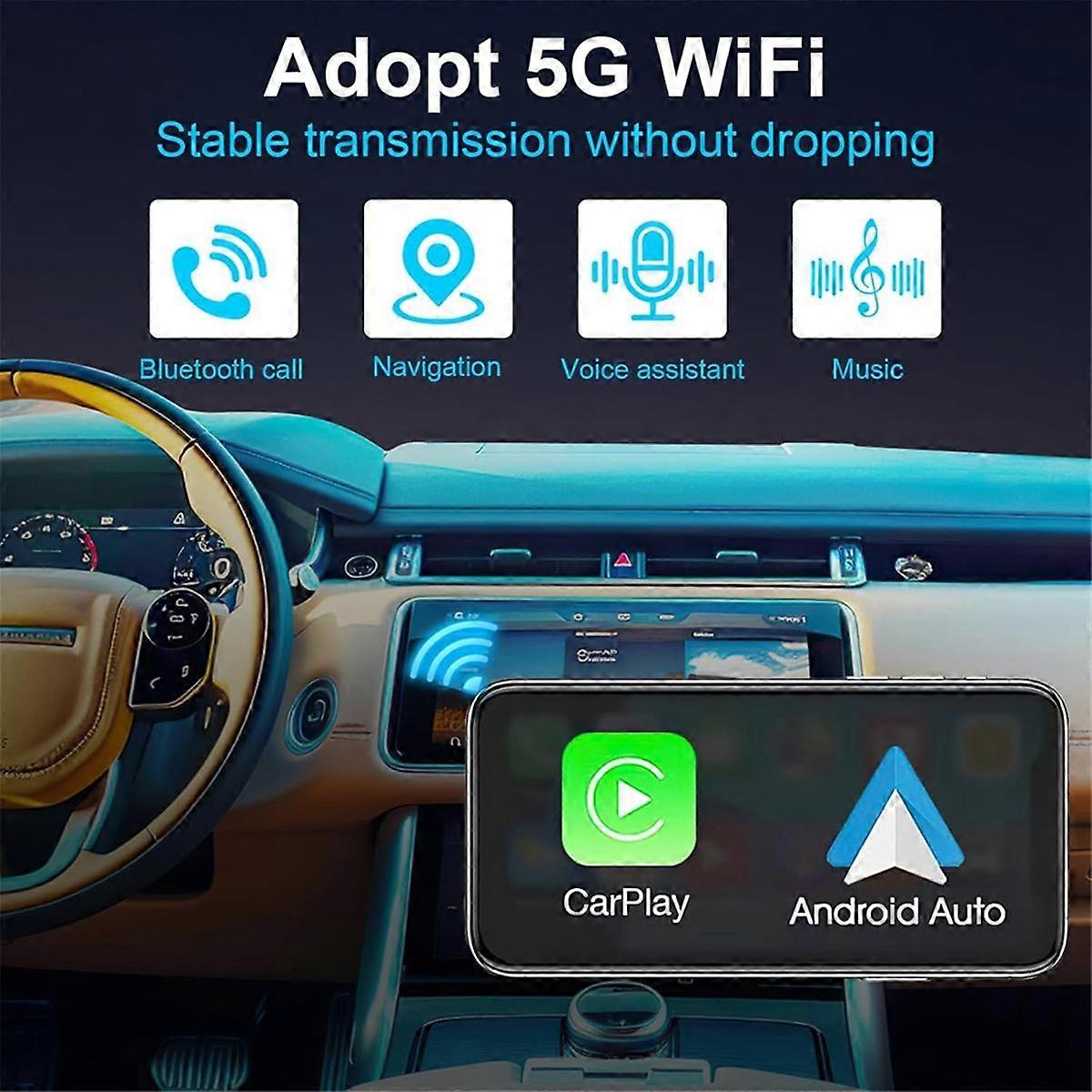 2 in 1 Wireless CarPlay Adapter Android Auto Wired to Wireless Smart ...
