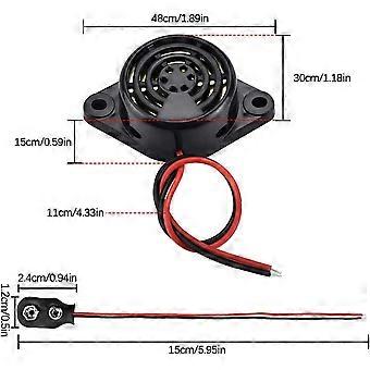 5 Pcs 12V Electronic Buzzer And 5 Pcs 9V Battery Connector T Type 12V ...