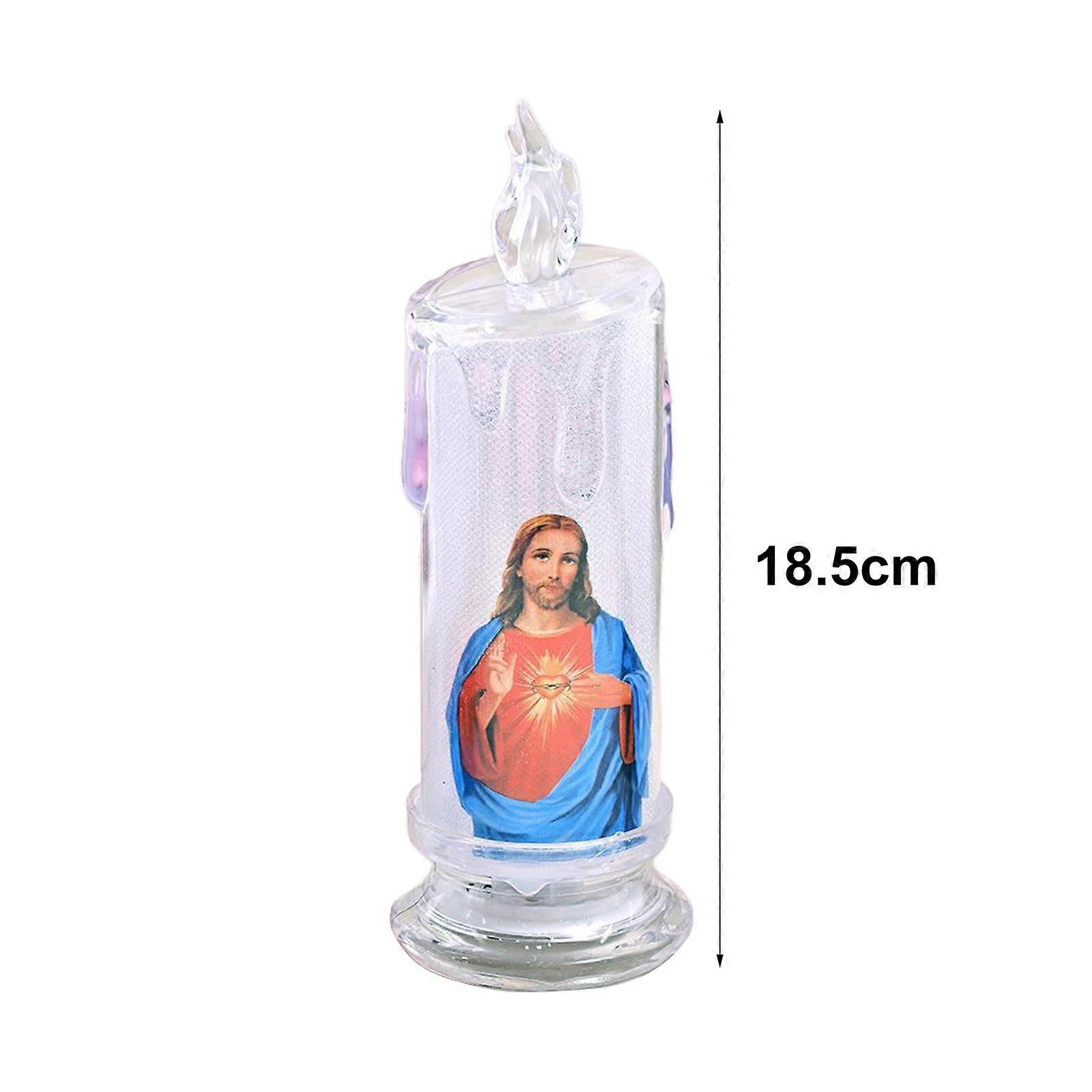 1/4Pcs LED Prayer Flameless Candle Holy Family Jesus Joseph Virgin Mary ...