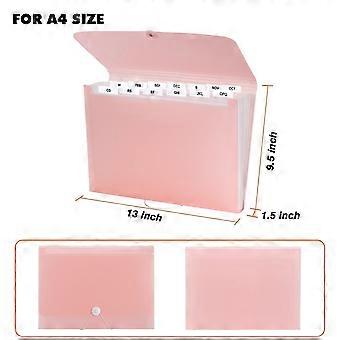 Pink File Folder 13 Pockets Accordion File Organizer Large Capacity File Folders for Letter Size ...