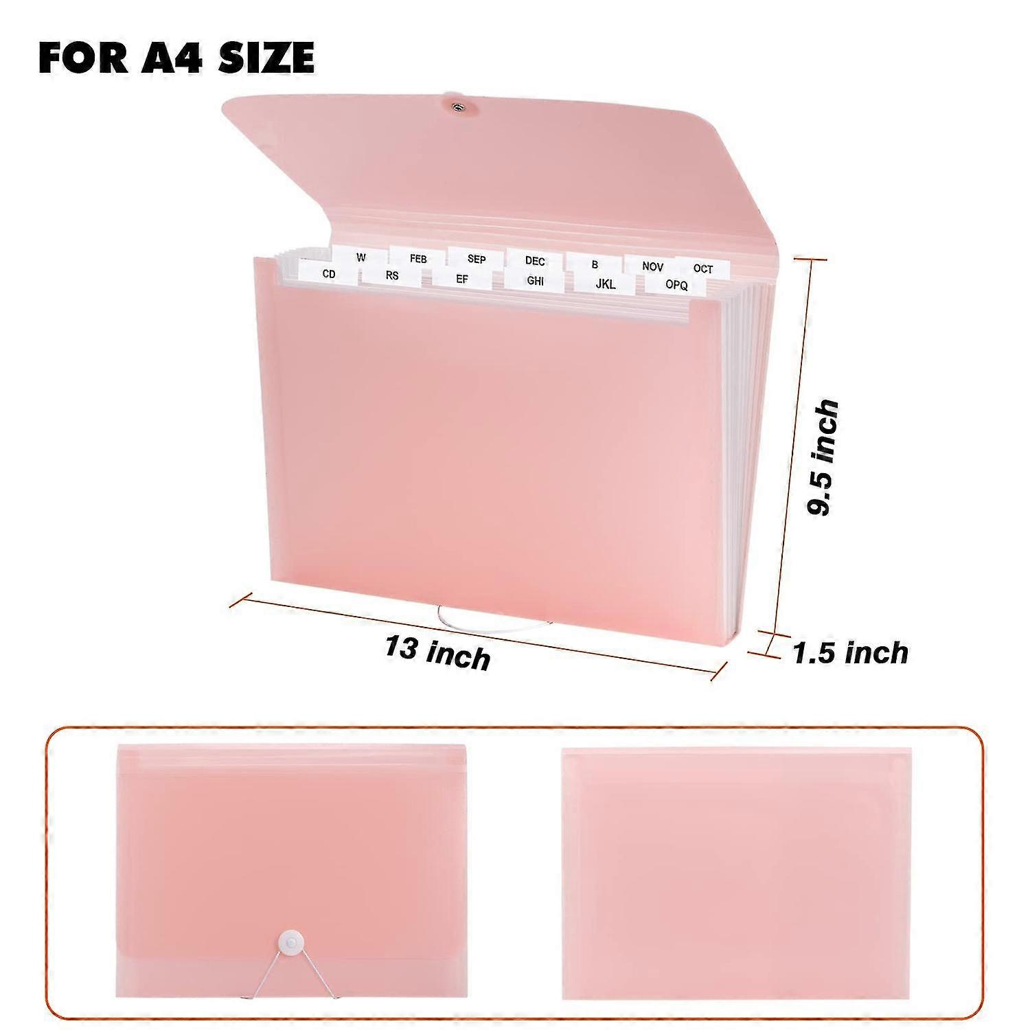 Pink File Folder 13 Pockets Accordion File Organizer Large Capacity ...