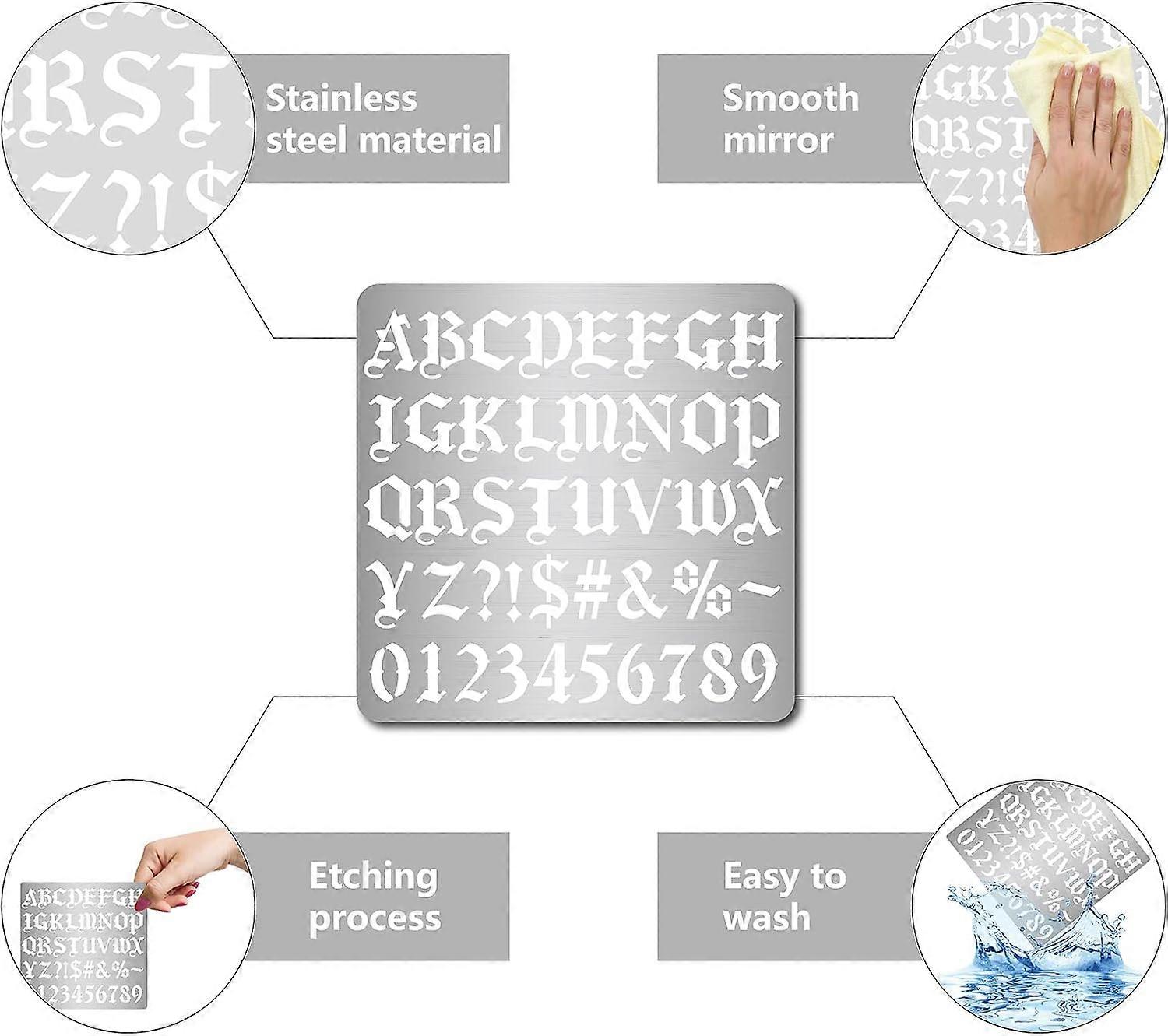 6.3 Inch Metal Gothic Font Lettering Stencil 1" High Stainless Steel ...