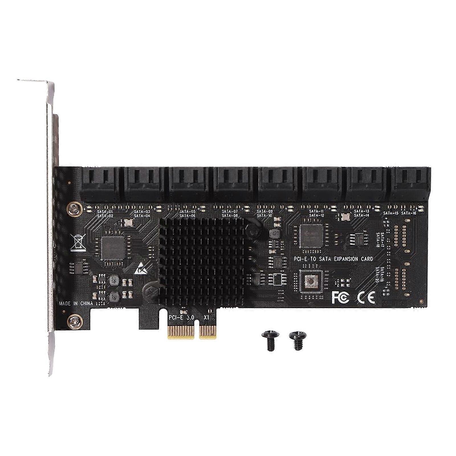 PCIE Expansion Card Controller 16 Port PCIe X1 SATA 3.0 Adapter 6Gbps ...