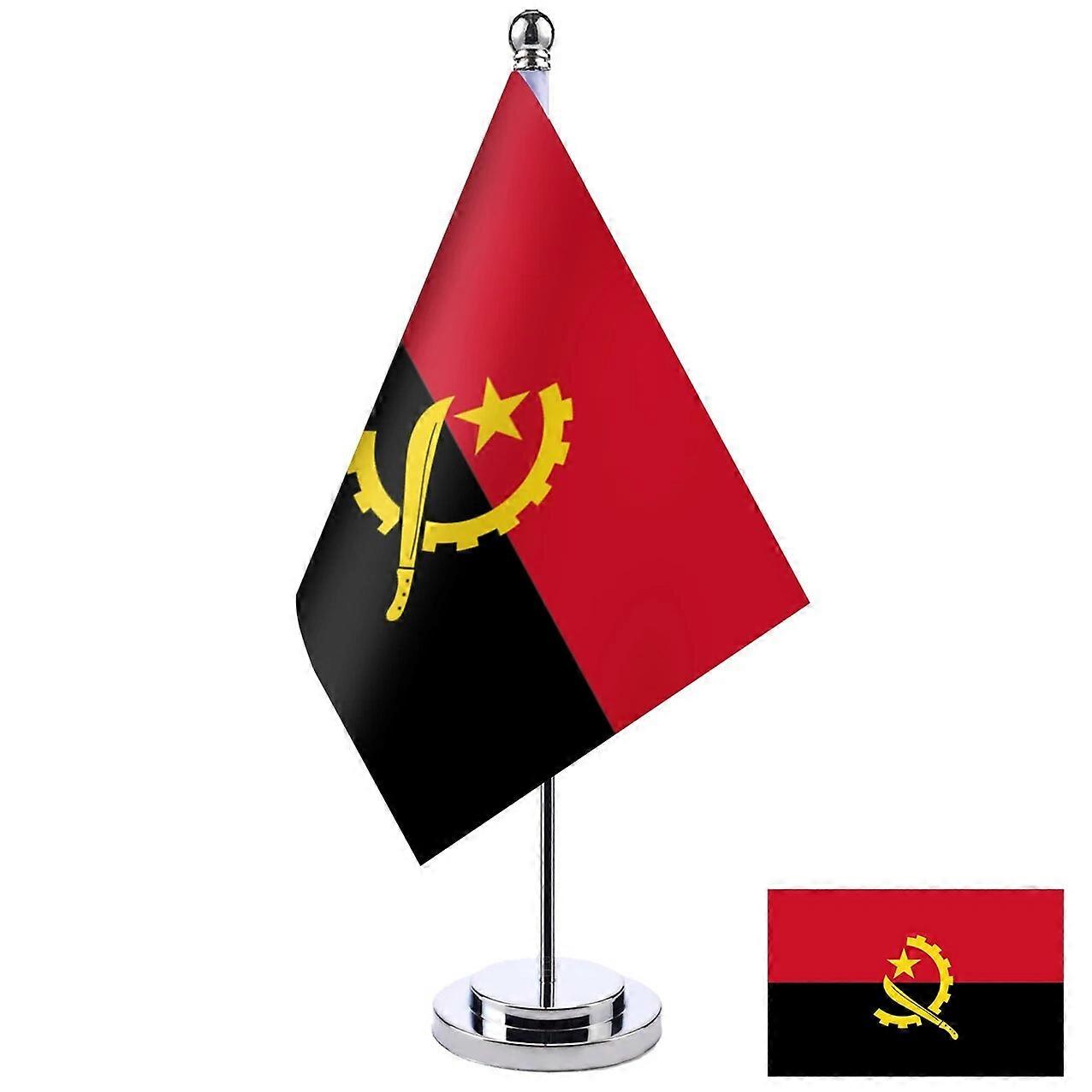 14x21cm Office Desk Flag Of Angola Banner Boardroom Table Stand Pole ...