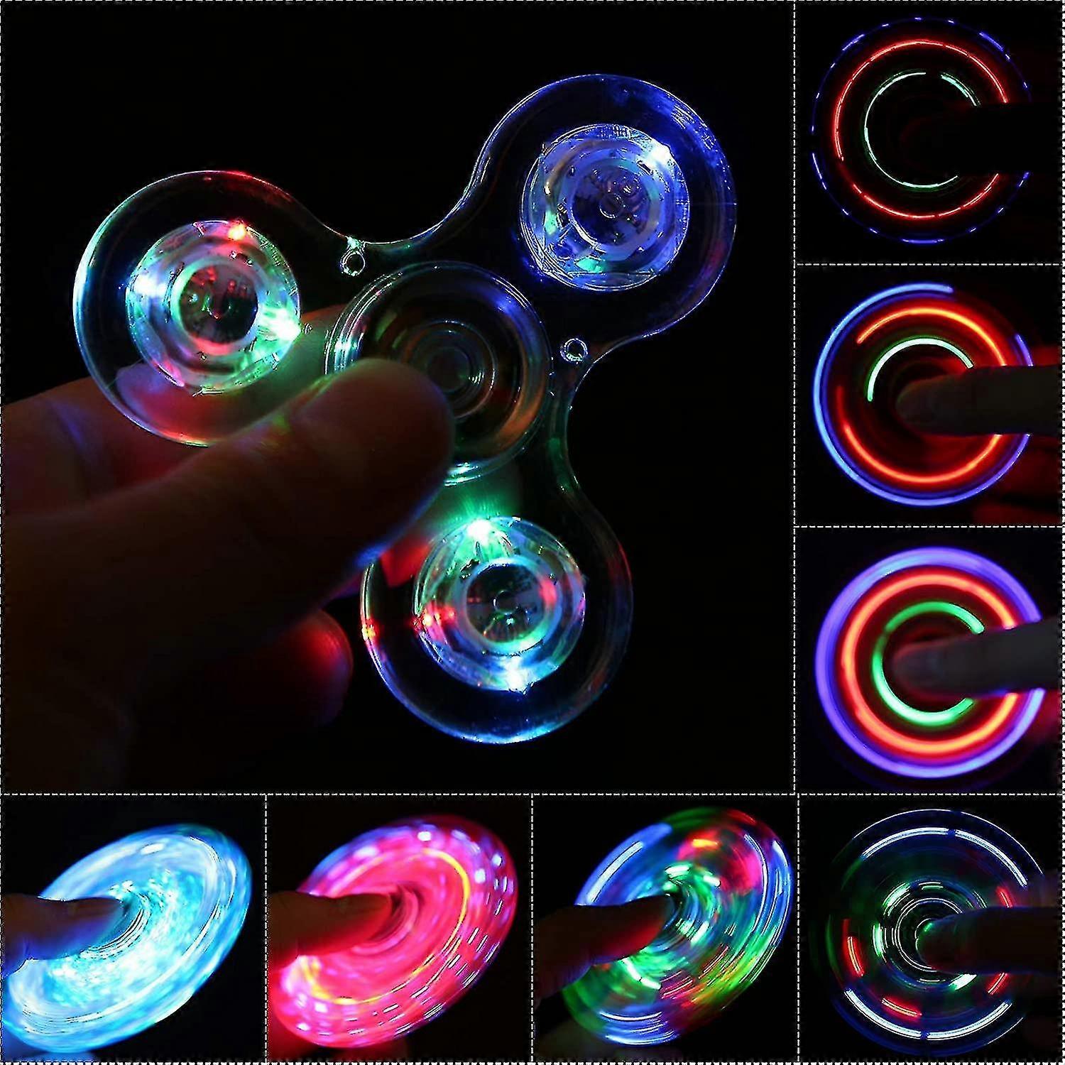 Fidget Spinners 5 Pack,led Light Up Clear Fidget Toys, Anxiety Toys | Fruugo UK