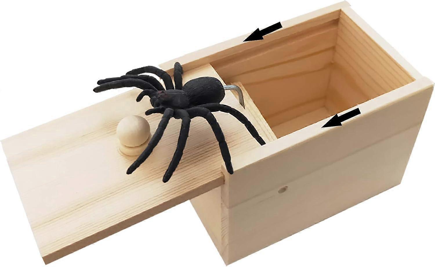Spider Scare Prank Box, Hilarious Wooden Scare Box,Handmade Fun Joke ...